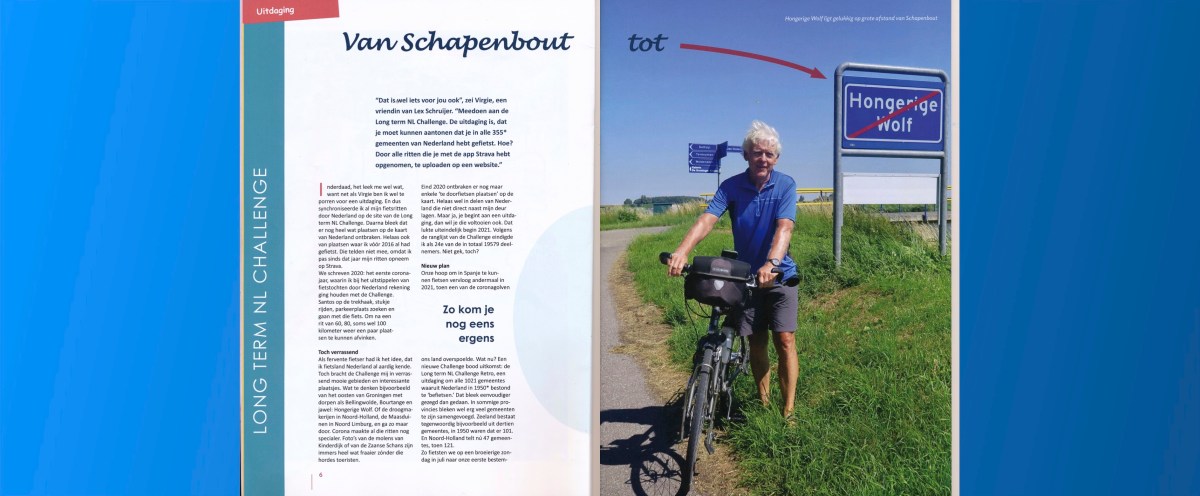 Artikel in tijdschrift Fietsplan over mijn challenge – Lex Schruijer